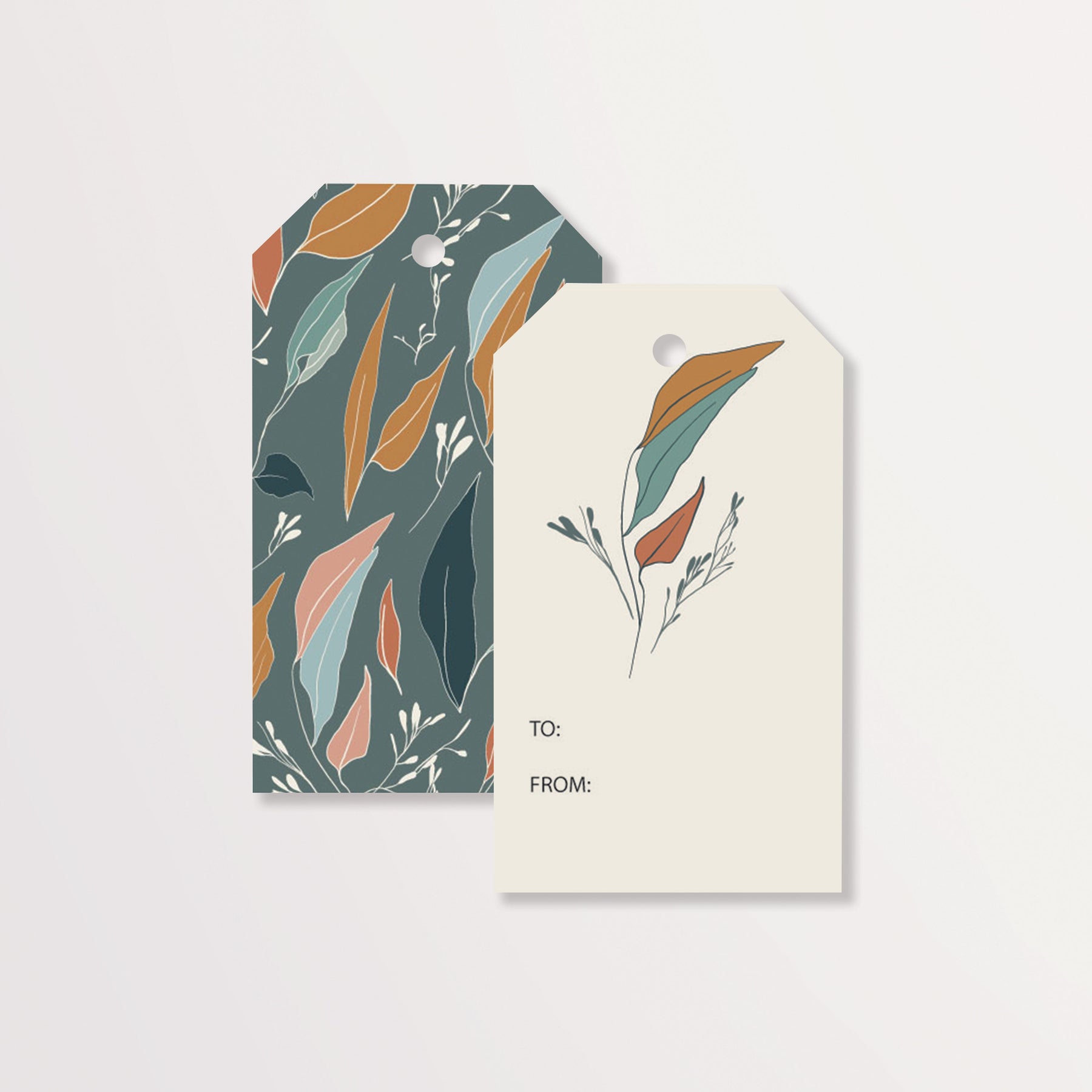 Serenity Flow Leaves in Sage Green Hanging Gift Tags| Kartoti Designs